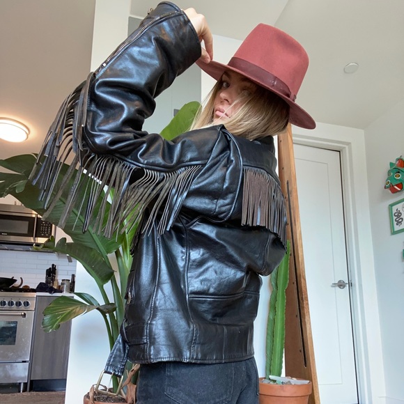Spell | Jackets & Coats | Vintage Leather Fringe Jacket Belt Buckle ...